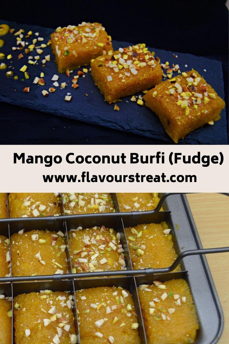 Mango Coconut Burfi (Mango Coconut Fudge + Video) - Flavours Treat