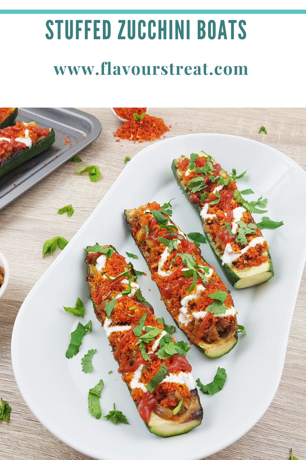 Vegetarian Stuffed Zucchini Boats Recipe - Flavours Treat
