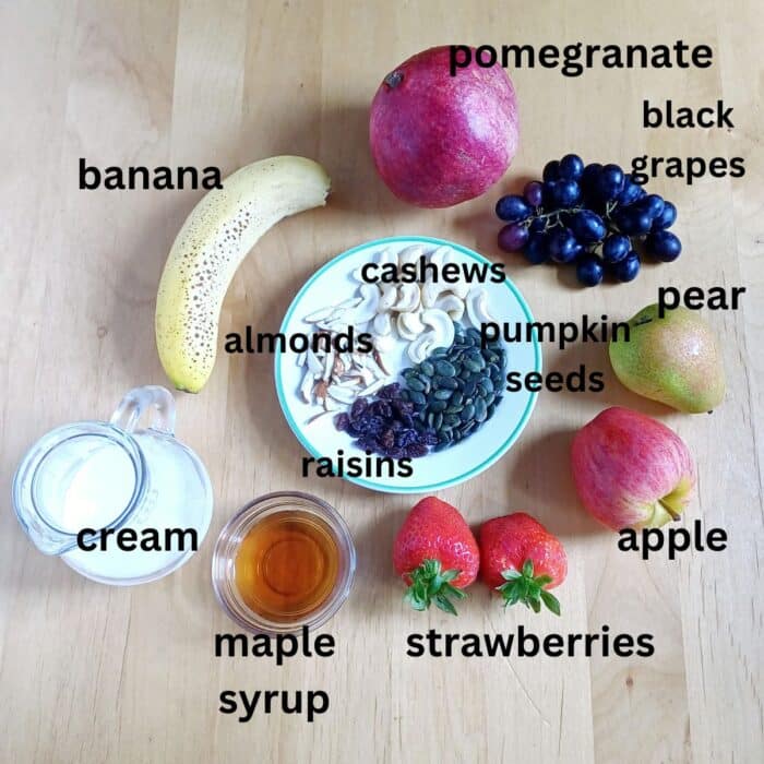 Fresh Fruit Salad with Cream and Nuts - Flavours Treat