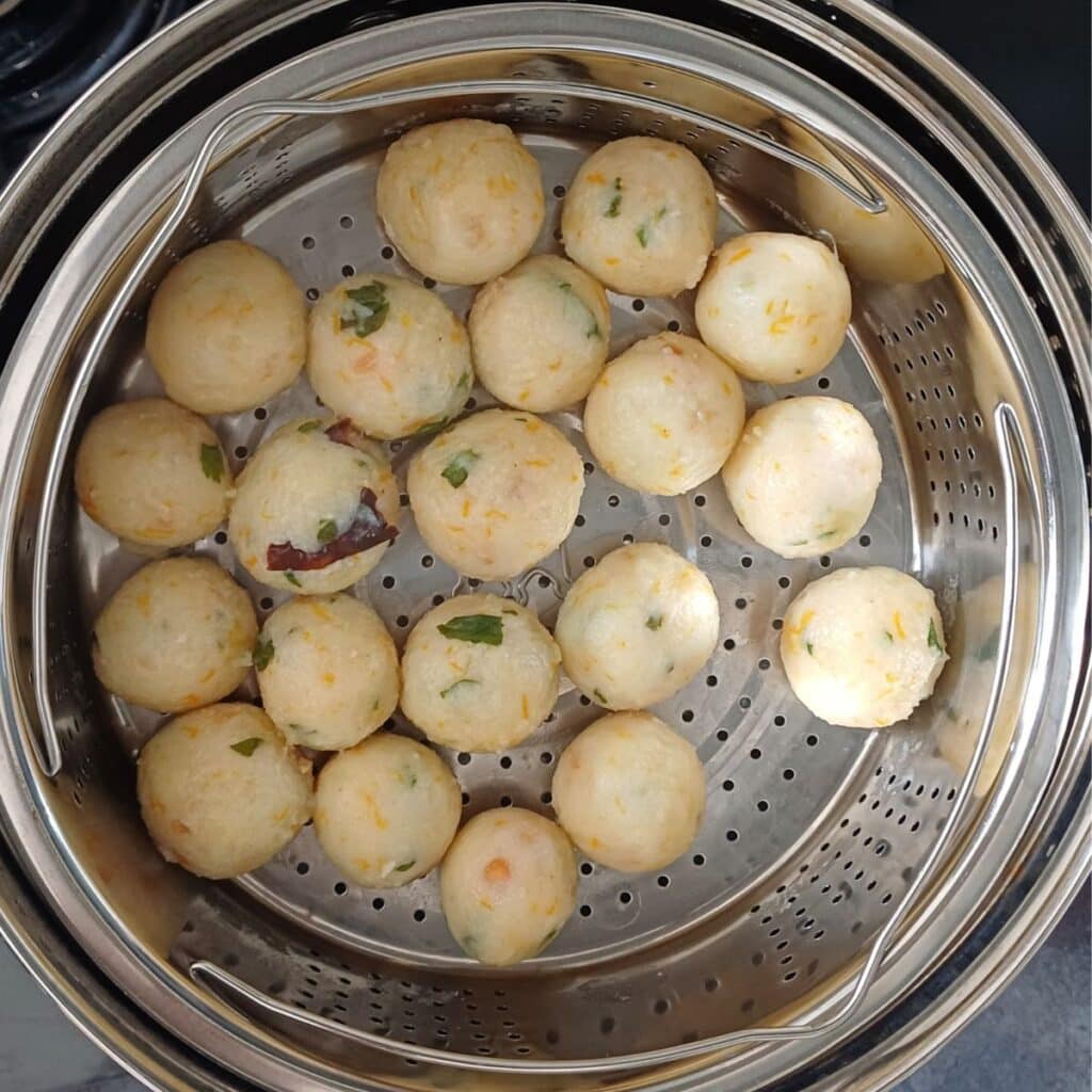 Carrot Undrallu (Steamed Carrot Rice Balls) - Flavours Treat