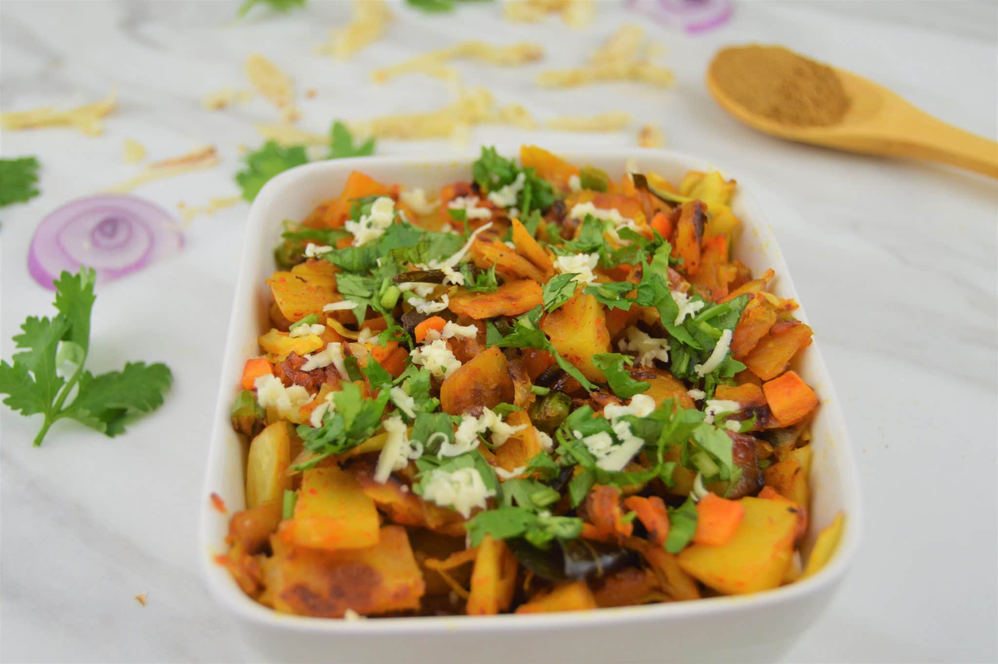 Vegetable Kothu Parotta (Stir fried shredded flatbread) - Flavours Treat